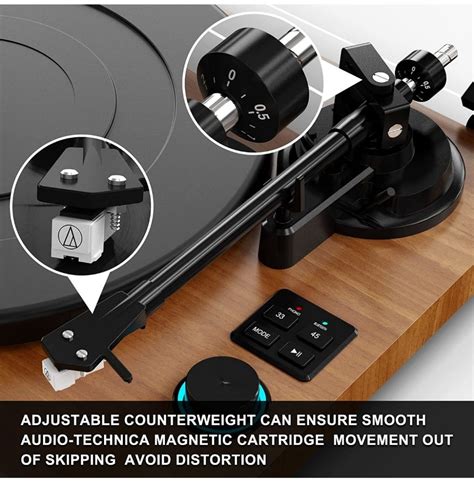 Bluetooth Record Player Wireless Turntable HiFi System Wooden Bluetooth Turntable Converter With