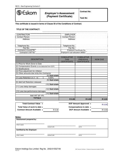 Payment Certificate Template Pdf