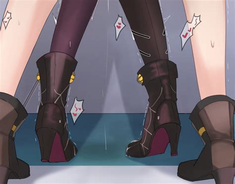 Rule 34 2girls Dripping Pussy Female Female Only High Heel Boots High Heels Hinagi Honkai