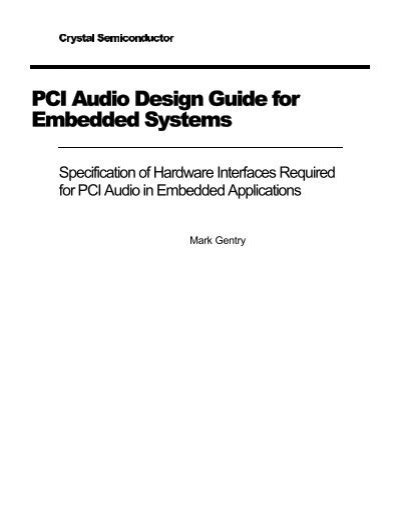 PCI Audio Design Guide For Embedded Systems