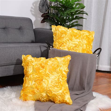 Piccocasa 3d Rose Flower Faux Silk Satin Throw Pillow Cover 2pcs For