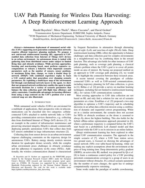 Pdf Uav Path Planning For Wireless Data Harvesting A Deep Reinforcement Learning Approach