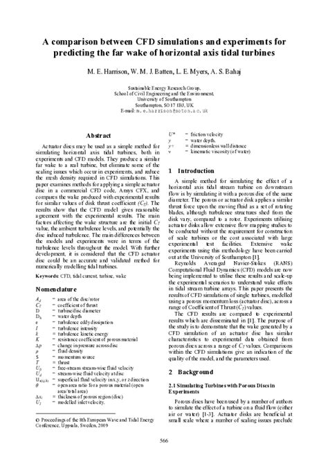 Pdf Comparison Between Cfd Simulations And Experiments For Predicting