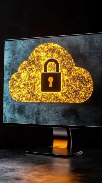 Cloud Security With A Digital Lock And Cloud Icon Glowing On A Monitor Cool Ambient Light