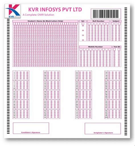 White And Pink Omr Answer Sheet For Exams And Registration Gsm 100 At Rs 1sheet In New Delhi