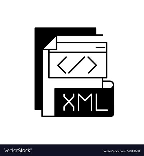 Xml File Black Linear Icon Royalty Free Vector Image