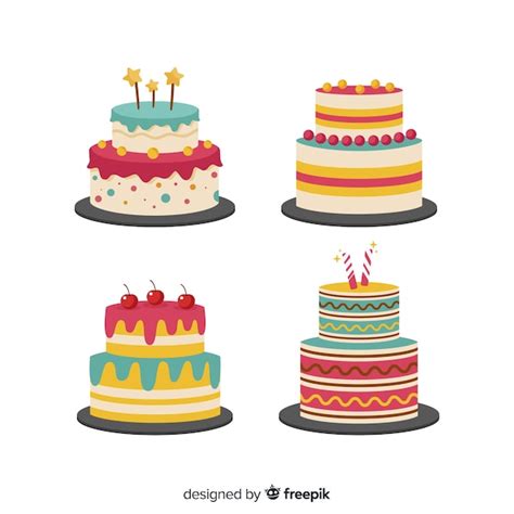 Коллекция торта ко дню рождения Бесплатно векторы