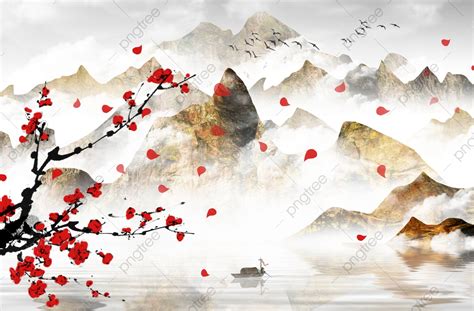 손으로 그린 중국 스타일 예술적 개념 잉크 풍경화 일러스트 중국 스타일 잉크 풍경화 일러스트 Pngtree 로열티 무료