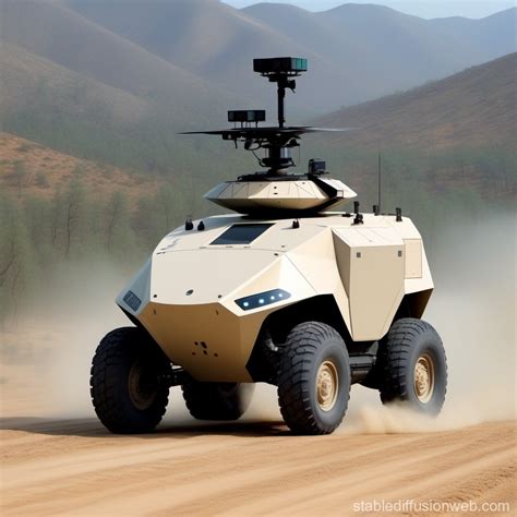 Autonomous 4 Wheeled Defense Vehicle Sensor Layout Stable Diffusion