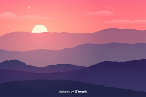 Paisaje De Atardecer En La Playa Con Degradado Vector Gratis