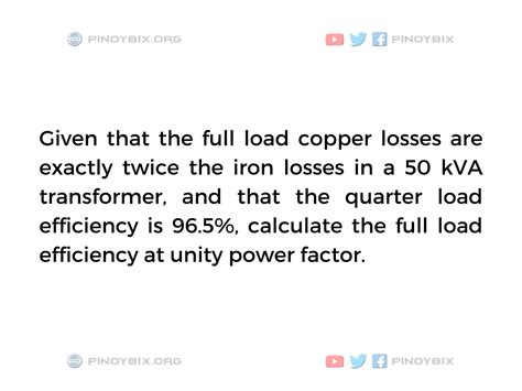 Solution Calculate The Full Load Efficiency At Unity Power Factor