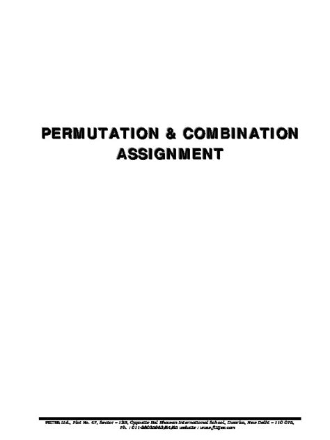 Permutation Combination Sheet Questions And Answer Key Pdfcoffee Com