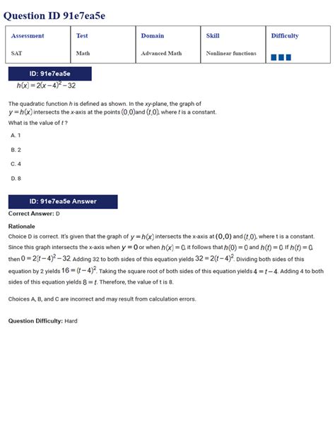 Sat Suite Question Bank Quadratic Function Mandh Pdf Equations Function Mathematics