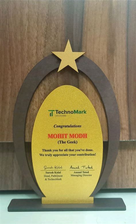 Mohit Modh On Linkedin Got Recognised For My Sincere Efforts Thanks Technomark For This Award