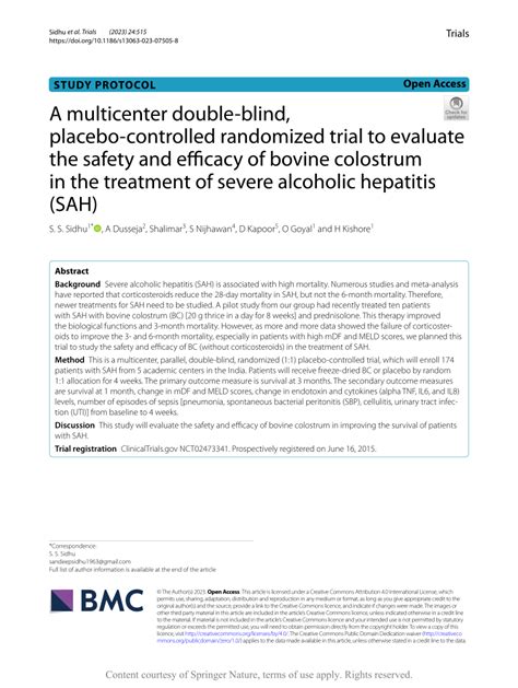 Pdf A Multicenter Double Blind Placebo Controlled Randomized Trial To Evaluate The Safety And