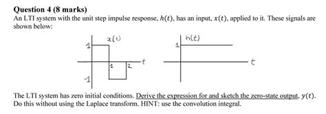 Solved Question 4 8 Marks An Lti System With The Unit Step Impulse