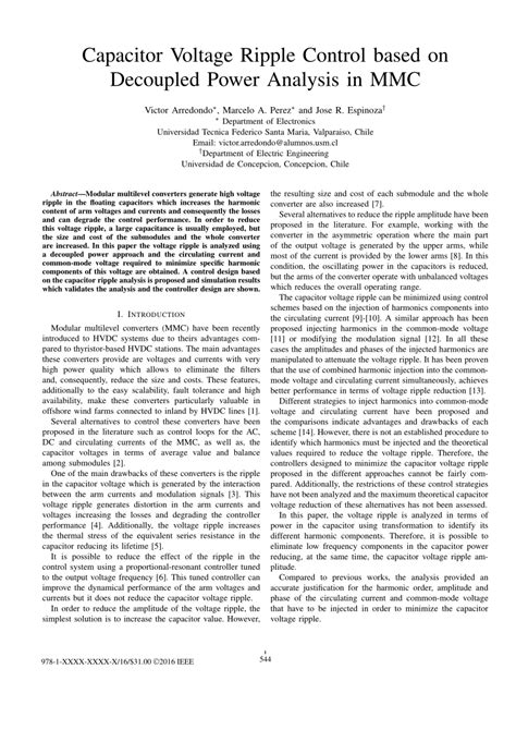 Pdf Capacitor Voltage Ripple Control Based On Decoupled Power Analysis In Mmc