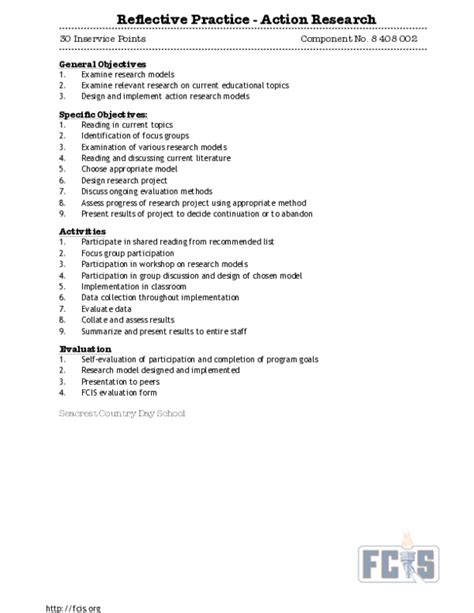 Pdf Reflective Practice In Action Research