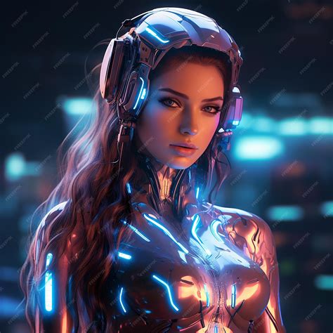 A Woman With A Futuristic Costume And A Futuristic Look On Her Face Premium Ai Generated Image