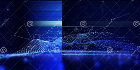 Abstract Technology Background With Polygonal Noisy Grid And Blurred
