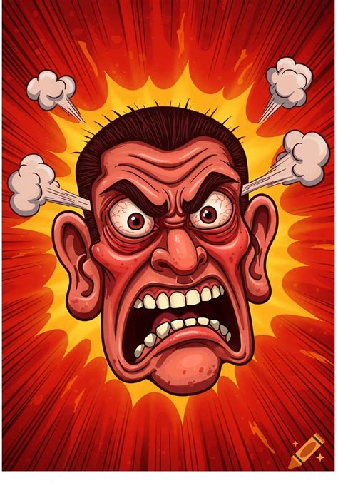 A Cartoon Character With A Very Angry Expression Red Eyes And Steam