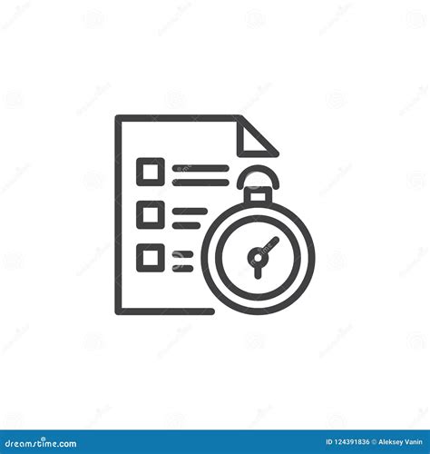Time Management Outline Icon Stock Vector Illustration Of Paper Pictogram 124391836