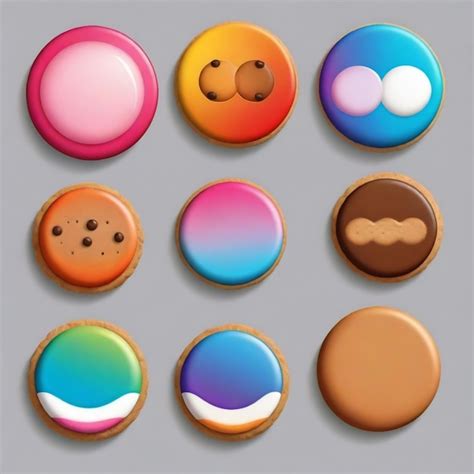 Premium Vector A Collection Of Buttons With Different Colors And Shapes On Them