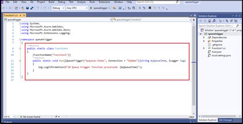 Create Azure Function Queue Trigger In Visual Studio