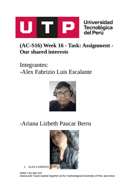 Ac S16 Week 16 Task Assignment Our Shared Interests Ejercicios