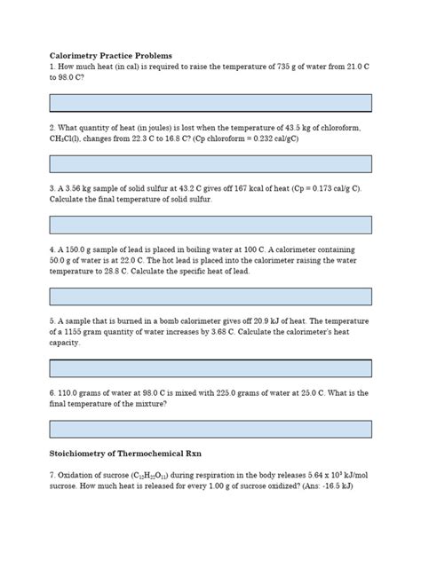 Zacharia Mir Calorimetry And Stoichiometry Of Thermo Practice