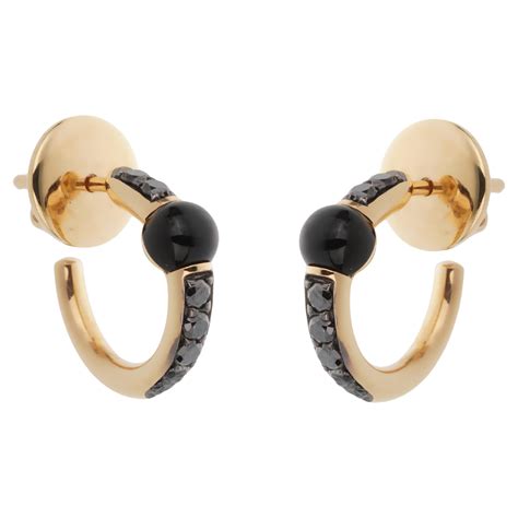 Pomellato Mama Non Mama 18k Rose Gold Onyx Diamond Earrings For Sale