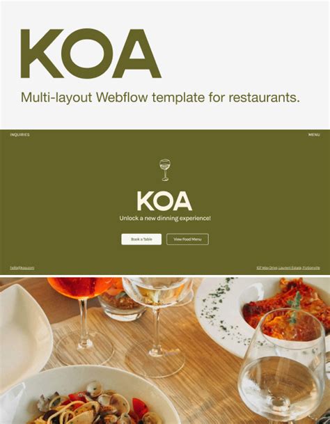 Koa Website Page Template For Webflow