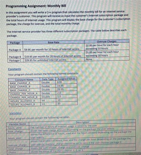 Solved Programming Assignment Monthly Biii In This