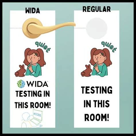 Quiet Testing Doorhanger Signs Wida And Regular Removable Access Testing K 12 в 2024 г