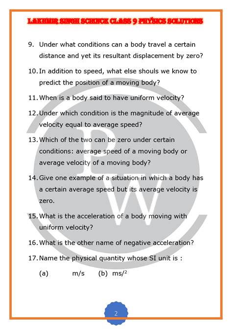 Lakhmir Singh Physics Class 9 Chapter 1 Motion Solutions Physics Wallah