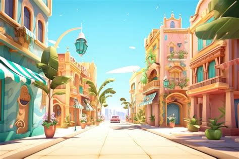 Premium Ai Image Cartoon Small Town 3d Animation Style