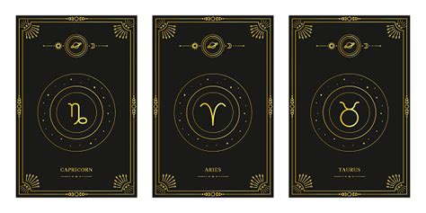 조디악 점성술 운세 세트 천상의 신비로운 조디악 운세 템플릿 로고 포스터 또는 카드 선 아이콘에 대한 스톡 벡터 아트 및 기타