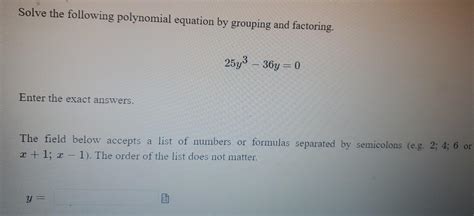 solved solve the following polynomial equation by grouping