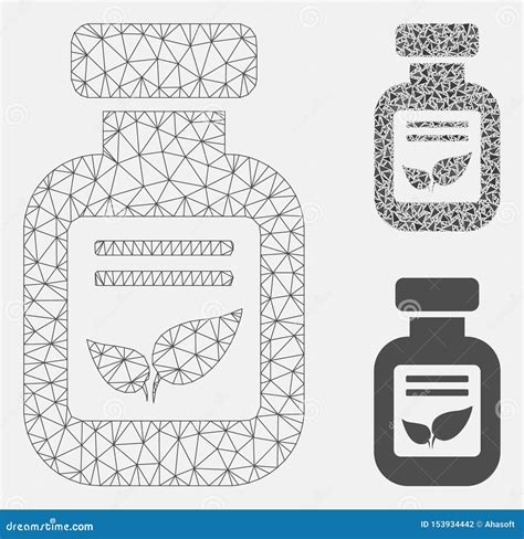 Natural Drugs Vial Vector Mesh Network Model And Triangle Mosaic Icon Stock Vector