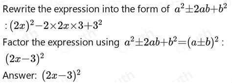 Solved 6 Fully Factorise The Quadratic Expression 4x 2 12x 9 2 Mar [algebra]
