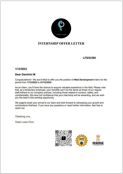 Darshini M On Linkedin Internship Internshipopportunity Learnflow