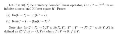 solved let u∈b h be a unitary bounded linear operator