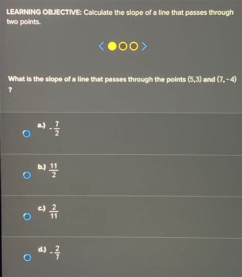 Solved Learning Objective Calculate The Slope Of A Line
