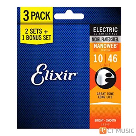 Elixir Strings Nickel Electric Guitar Strings With Nanoweb Coating 3 Pack Light 010 046 Ct