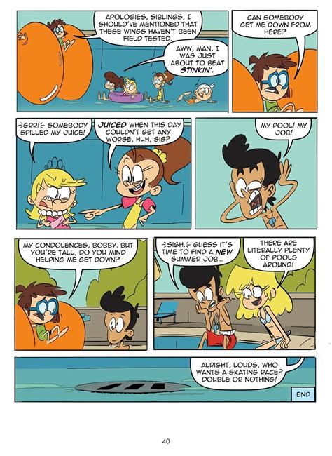 Shirtless Drawn Cartoon Boys Men Lincoln Loud Lynn Loud Sr Bobby Santiago In Swimming Trunks