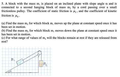 Solved A Block With The Mass M Is Placed On An Inclined Chegg Com