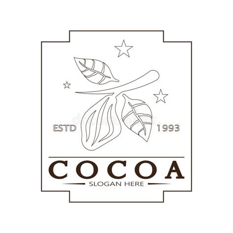 Cocoa Logococoa Beancocoa Treecocoa Branches And Leaveschocolate Mix On White Background
