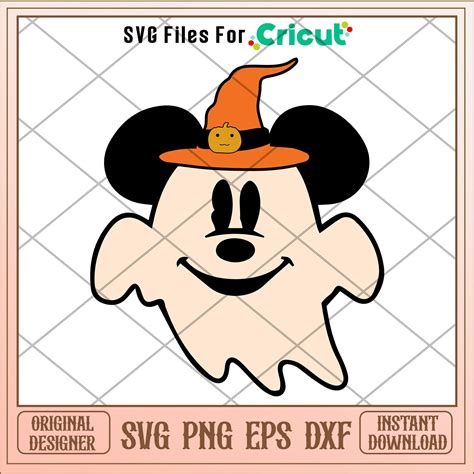 Cute Mickey Ghost Witch Hat Embroidery Designs Svg Disney Characters