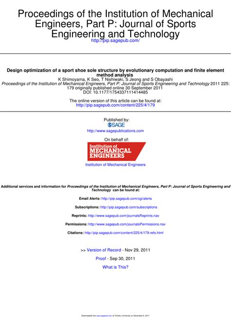 PDF Design Optimization Of A Sport Shoe Sole Structure By