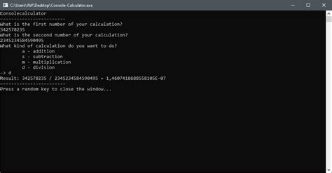github aawa byt consolecalculator nothing special just a simple console calculator with c